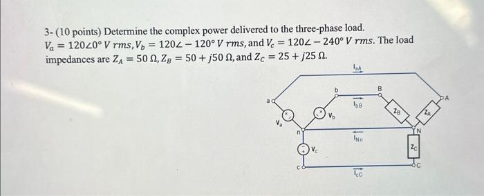 Solved 3- (10 points) Determine the complex power delivered | Chegg.com