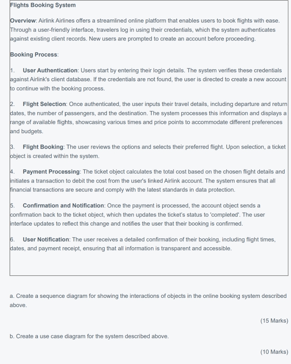 Solved Flights Booking SystemOverview: Airlink Airlines | Chegg.com