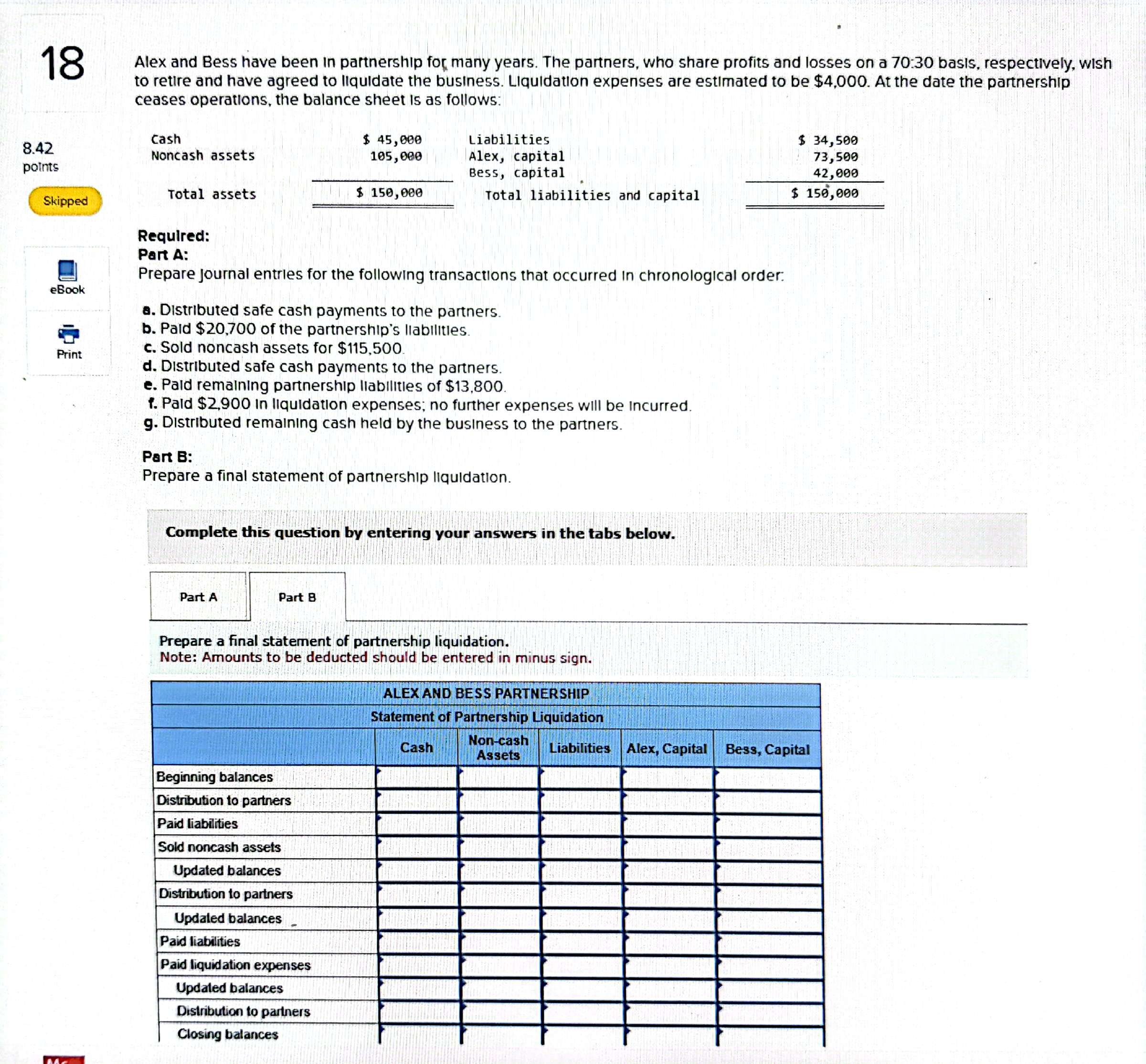 Solved please answer part b and prepare a ffinal statement | Chegg.com