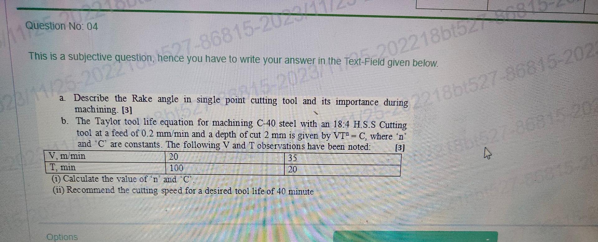 Solved a. Describe the Rake angle in single point cutting | Chegg.com