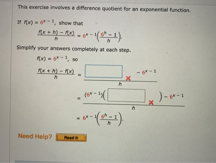 Solved This exercise involves a difference quotient for an | Chegg.com