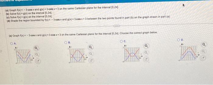 Solved Graph f(x)=−3cosx and g(x)=3cosx+3 on the same | Chegg.com