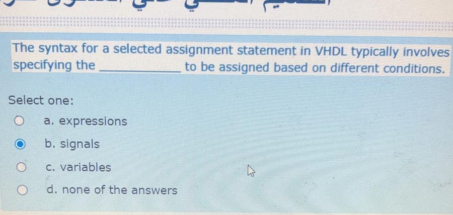 Solved The syntax for a selected assignment statement in | Chegg.com