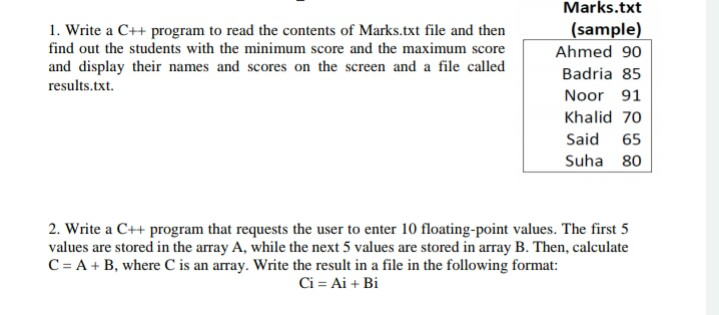 Solved 1. Write a C++ program to read the contents of | Chegg.com