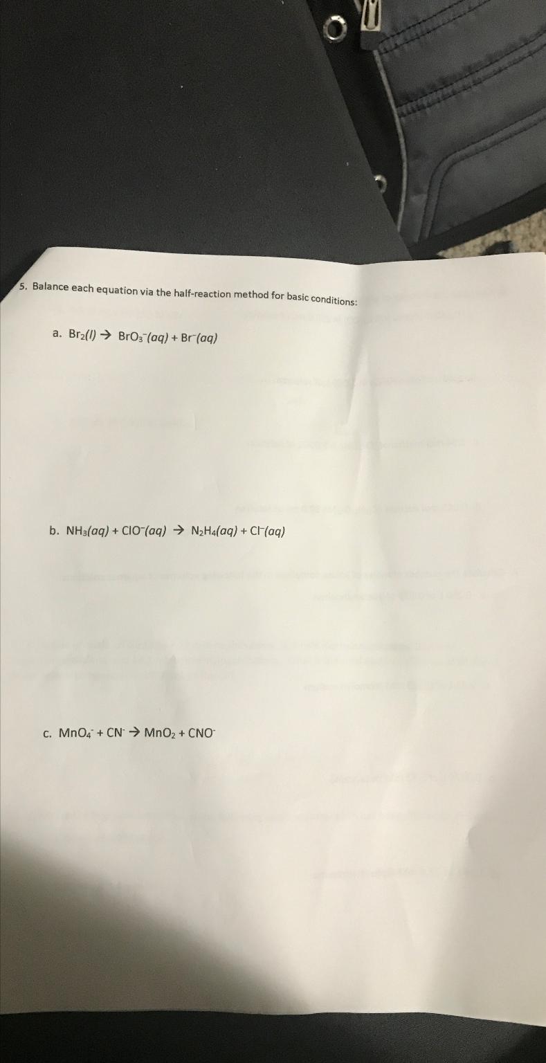 Solved Balance each equation via the half-reaction method | Chegg.com