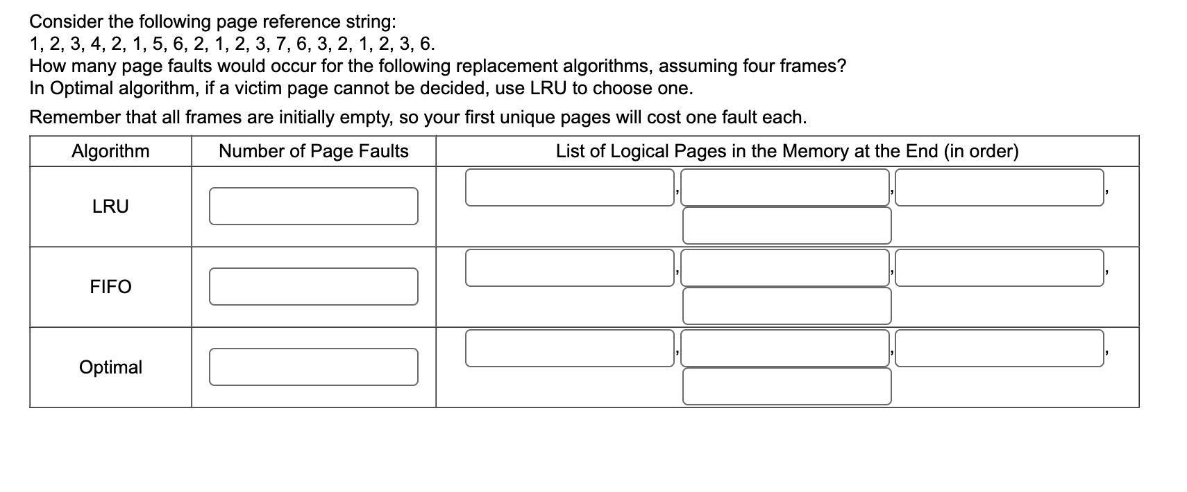 Solved Consider the following page reference | Chegg.com