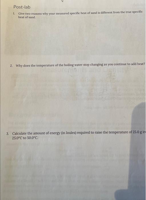 Post-lab 1. Give two reasons why your measured | Chegg.com