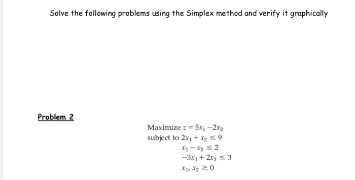 Solved Solve The Following Problems Using The Simplex Method