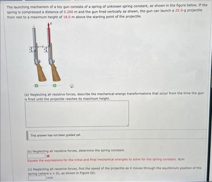Solved The launching mechanism of a toy gun consists of a | Chegg.com