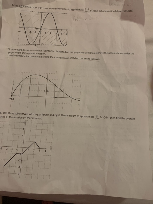 Solved Riemann sum with three equal subdivisions to | Chegg.com