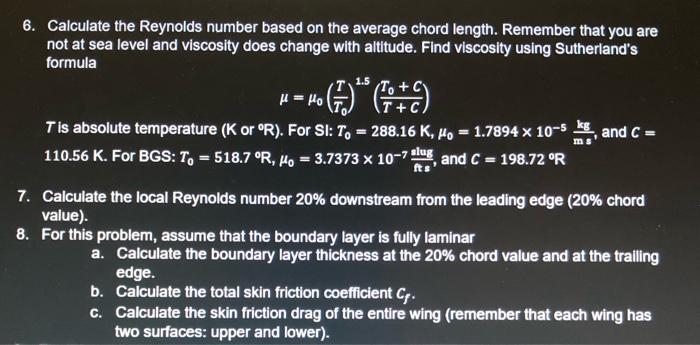 Solved 1.5 ---069 ) = Its 6. Calculate the Reynolds number | Chegg.com