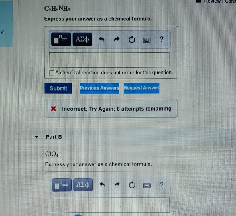 Solved lew C2H5NH2 Express your answer as a chemical | Chegg.com