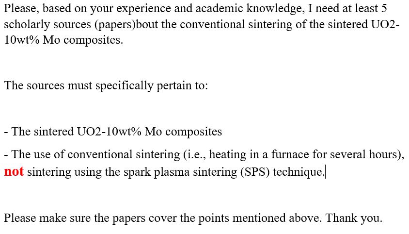 Solved The conventional sintered UO2-10wt% ﻿Mo composites | Chegg.com