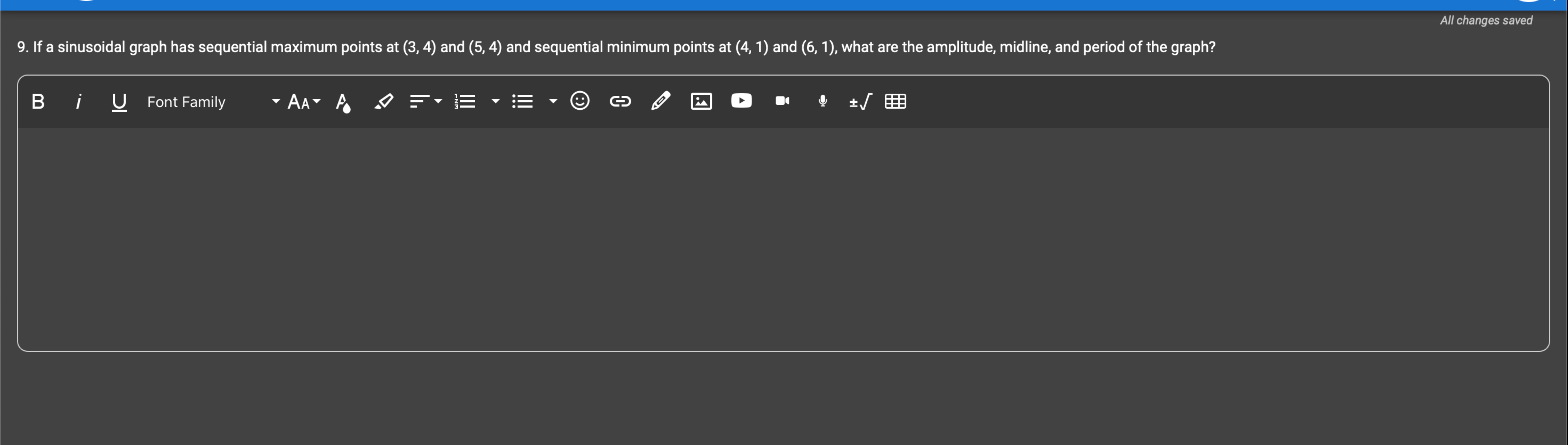 Solved If a sinusoidal graph has sequential maximum points | Chegg.com