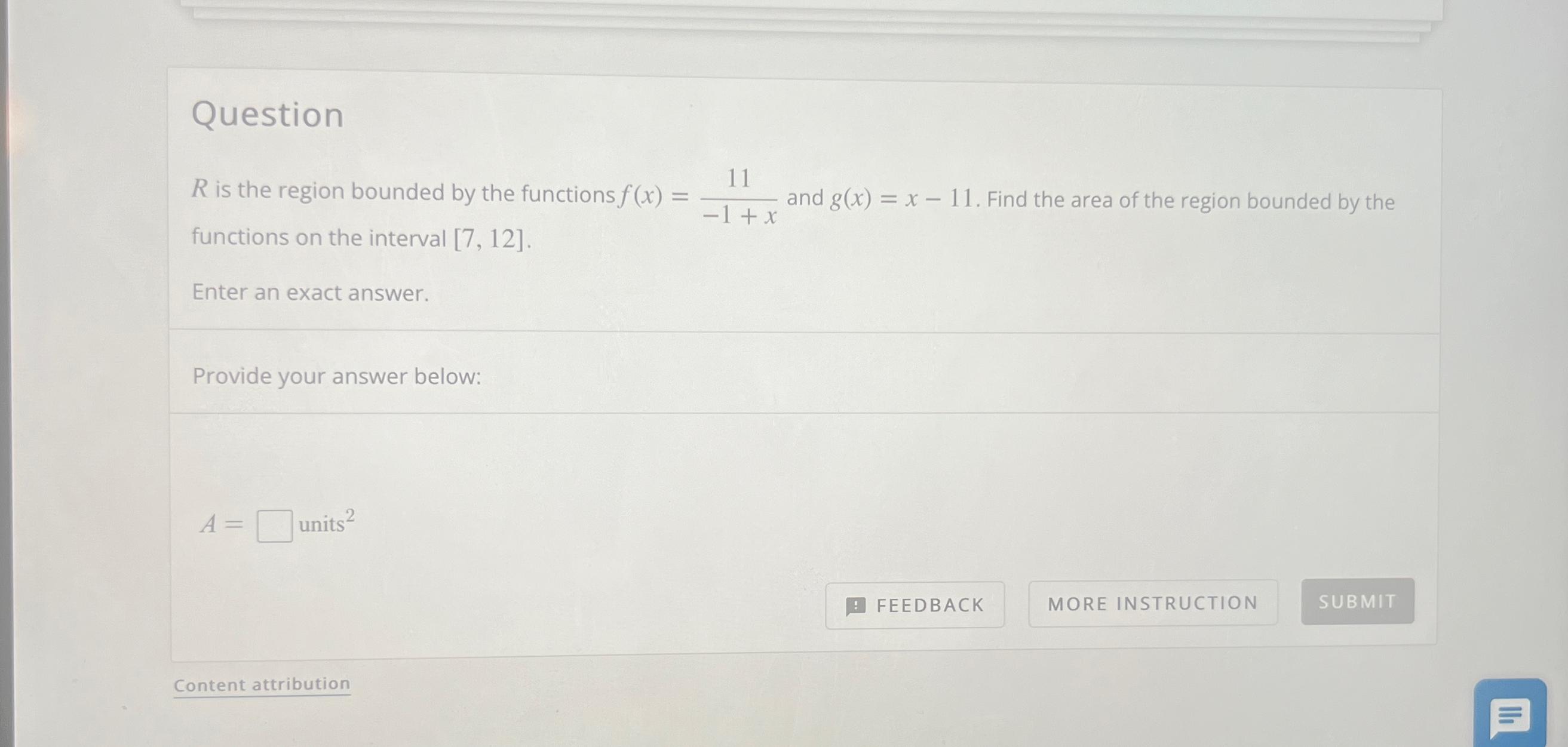 Solved QuestionR ﻿is the region bounded by the functions | Chegg.com