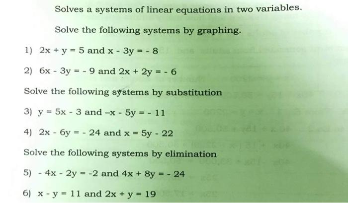 Solved Solves a systems of linear equations in two | Chegg.com