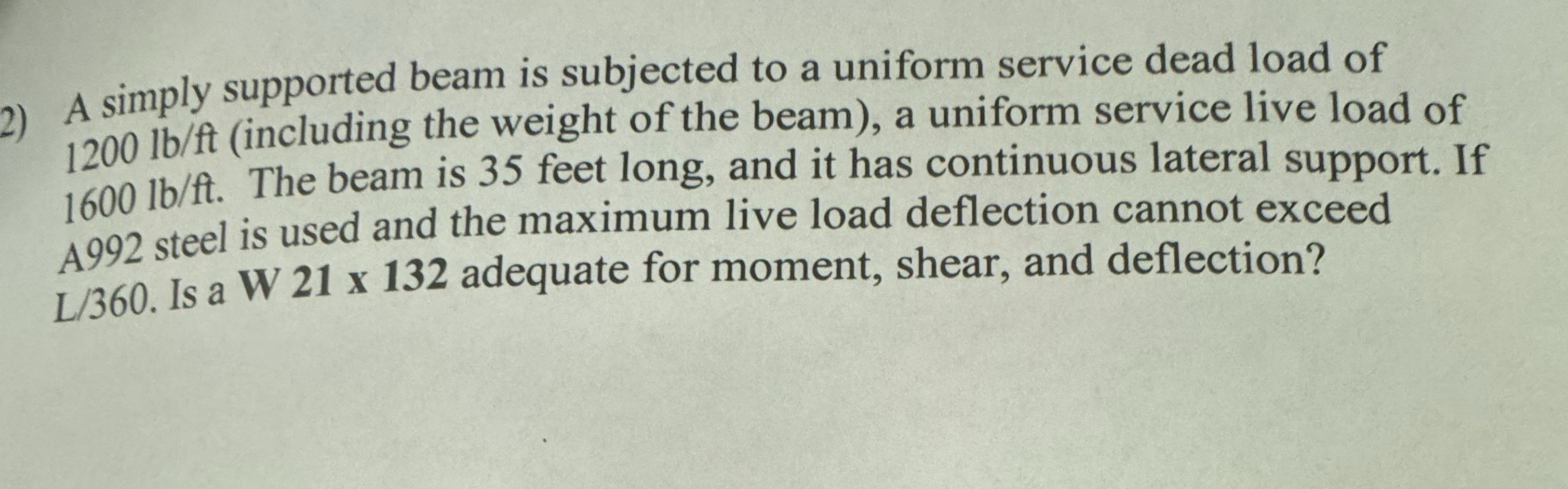 Solved A simply supported beam is subjected to a uniform | Chegg.com