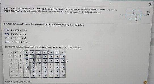 Solved a) Write a symbolic statement that represents the | Chegg.com