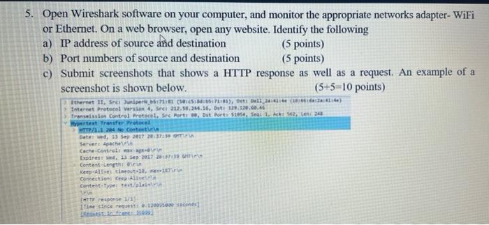 Solved 5. Open Wireshark software on your computer, and | Chegg.com