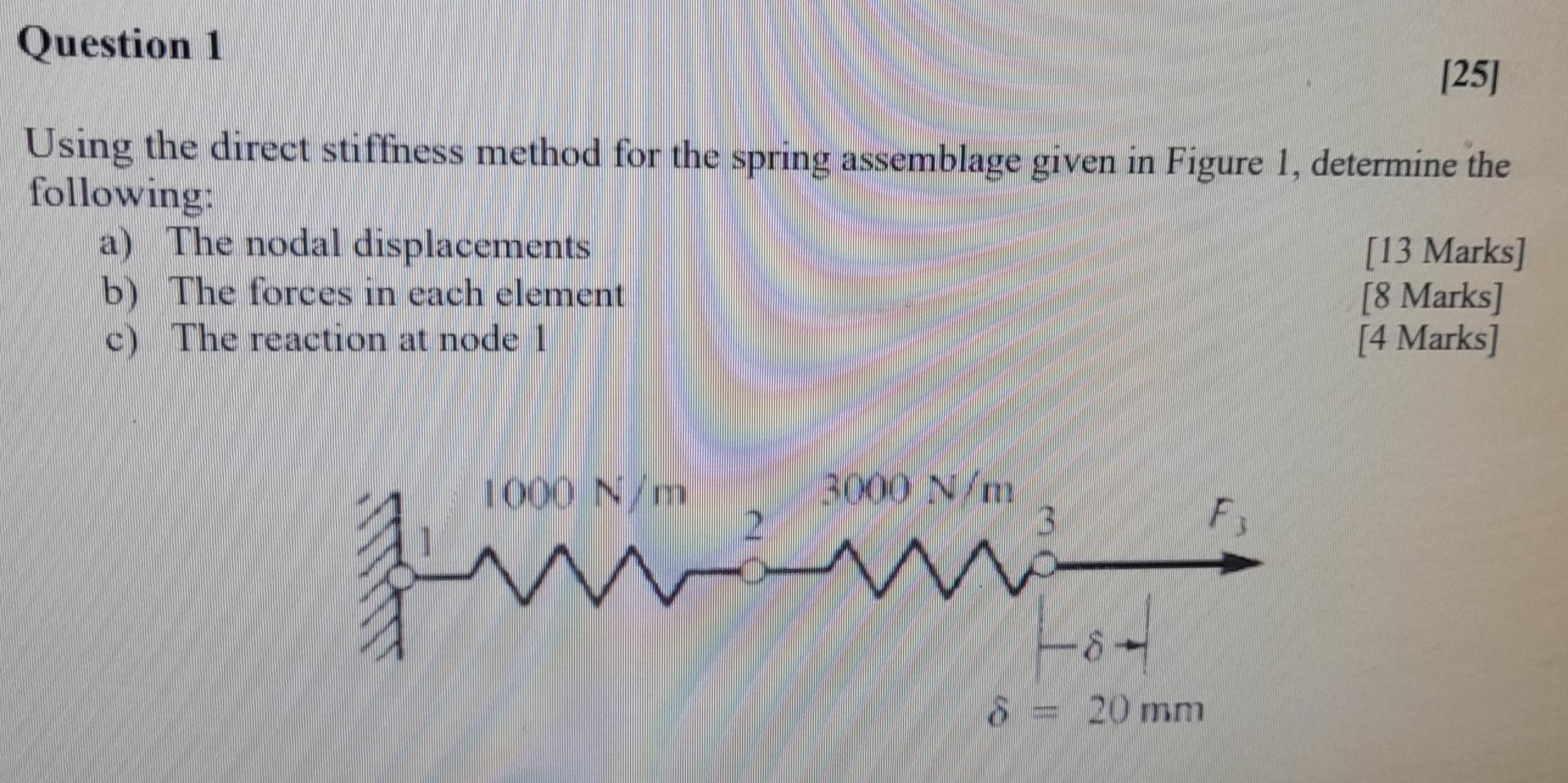 Solved Question 1 [25] Using the direct stiffness method for | Chegg.com