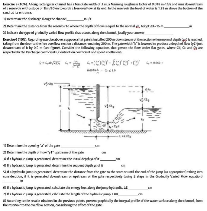 Solved Exercise 5(10%). A long rectangular channel has a | Chegg.com