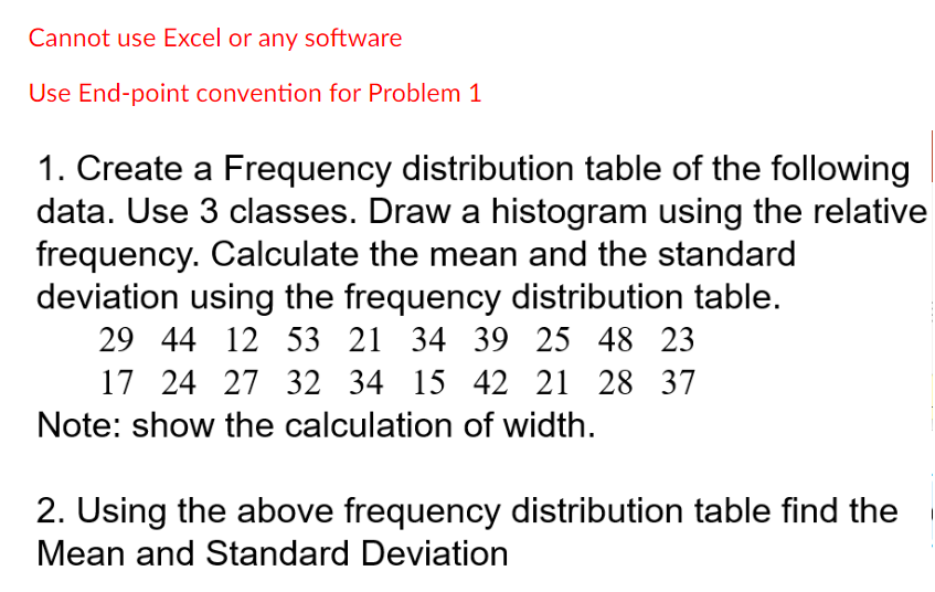Solved Cannot use Excel or any softwareUse End-point | Chegg.com