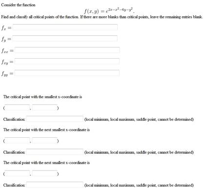 Solved Consider the function f ( x,y ) = e2x - x2 - 6y | Chegg.com