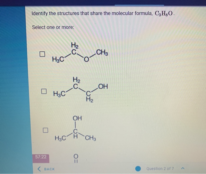 Solved Identify the structures that share the molecular | Chegg.com