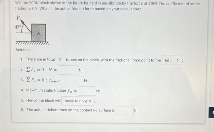 Solved Will the 200 N block shown in the figure be held in | Chegg.com
