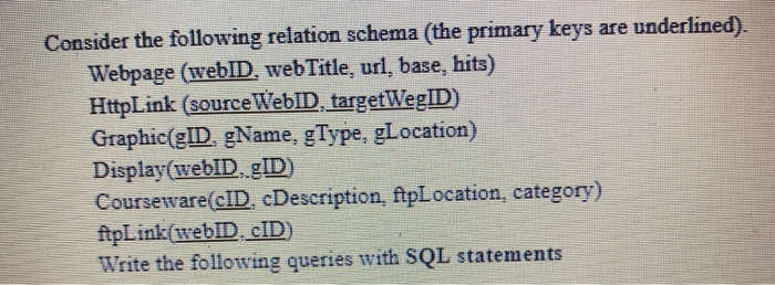 Solved Write the following queries with SQL statements 1. | Chegg.com