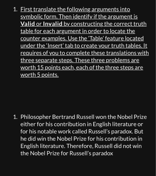 1. First translate the following arguments into | Chegg.com