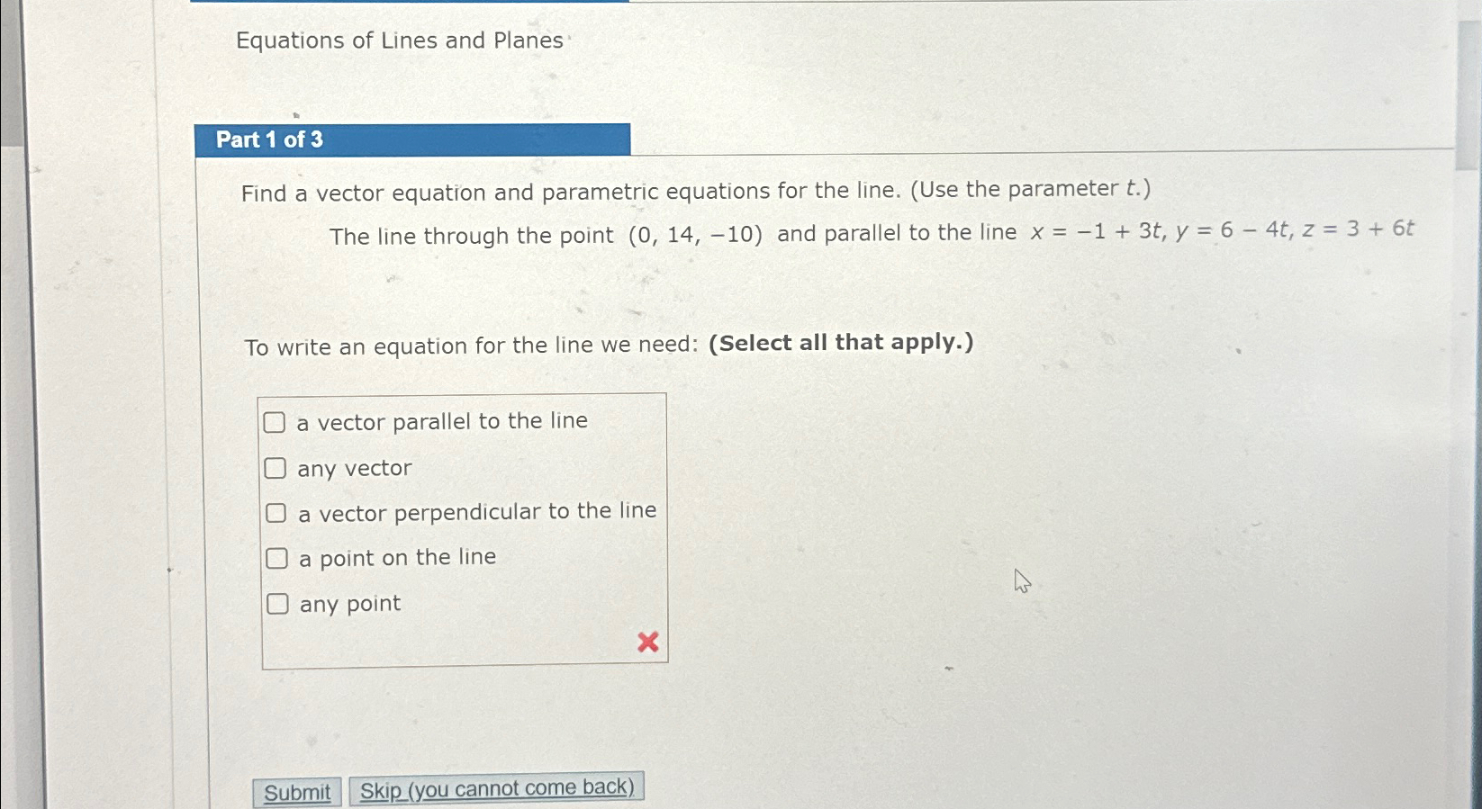 Solved Equations of Lines and PlanesPart 1 ﻿of 3Find a | Chegg.com