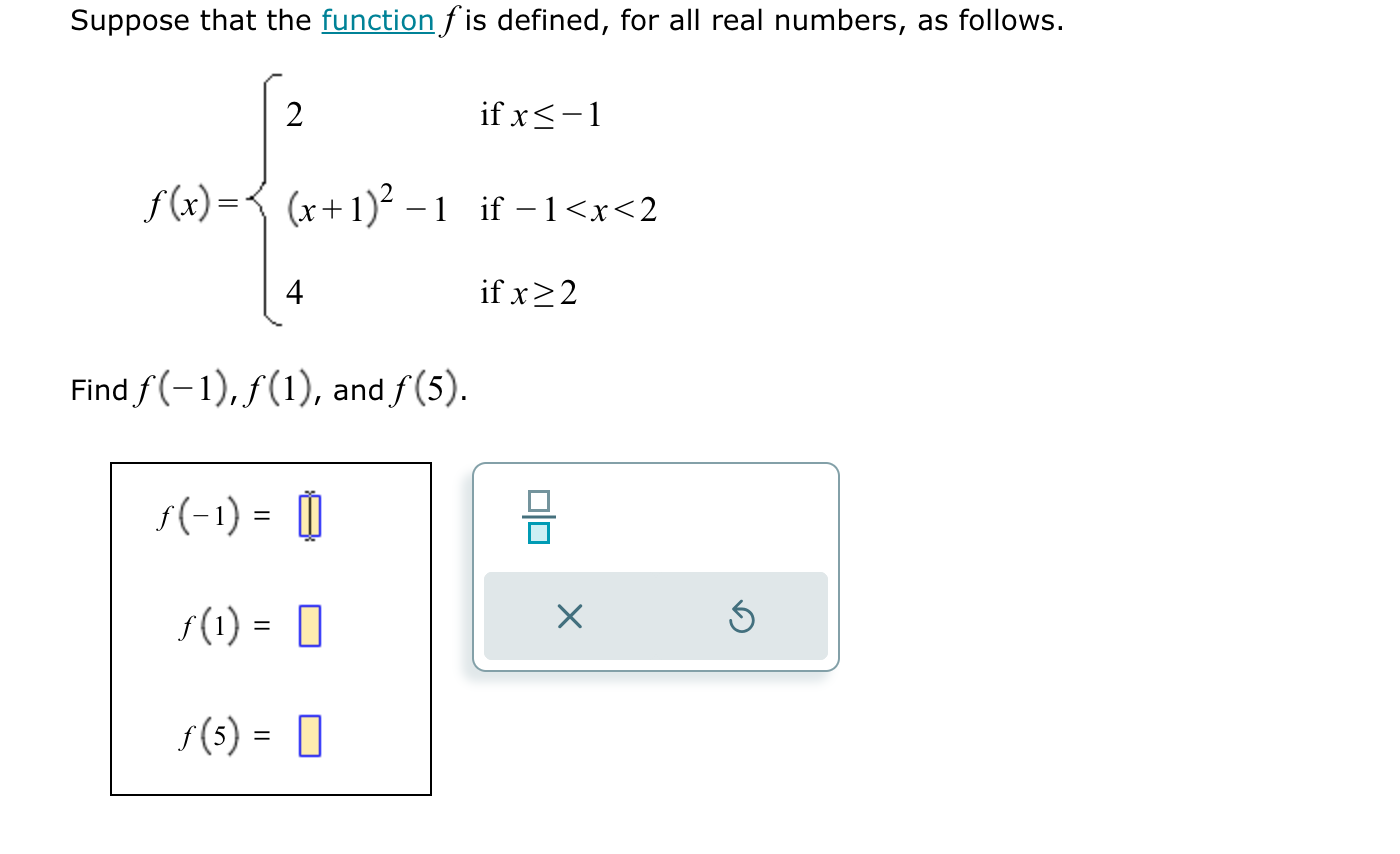 Solved Suppose that the function f ﻿is defined, for all real | Chegg.com