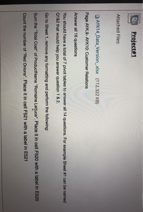 Project#1 Attached Files: AYK14_Data_Version_.xlsx | Chegg.com