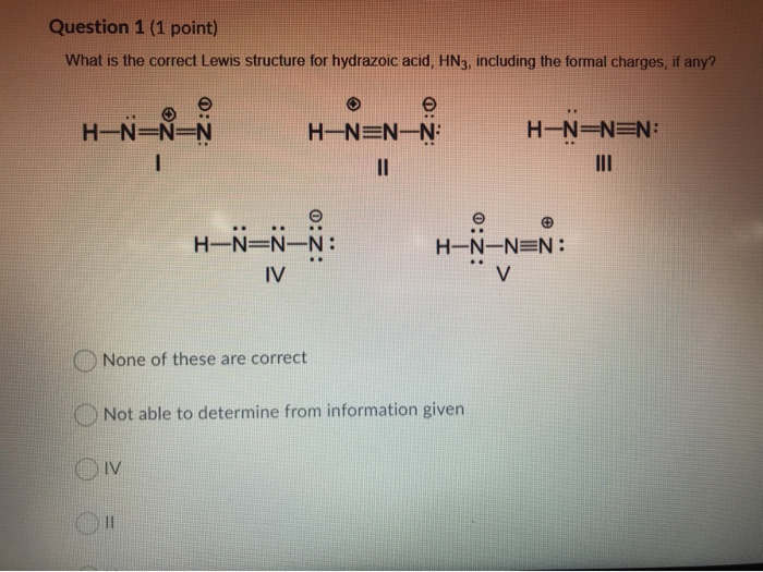 Solved Question 1 (1 point) What is the correct Lewis | Chegg.com