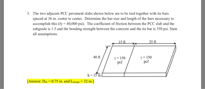 Solved 3. The two adjacent PCC pavement slabs shown below | Chegg.com