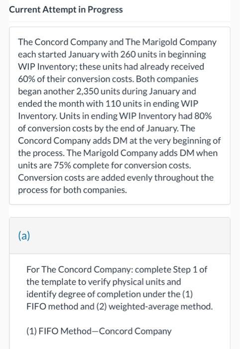 The Concord Company and The Marigold Company each | Chegg.com