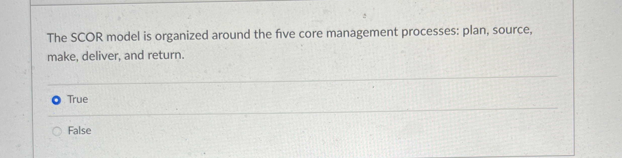 Solved The SCOR model is organized around the five core | Chegg.com