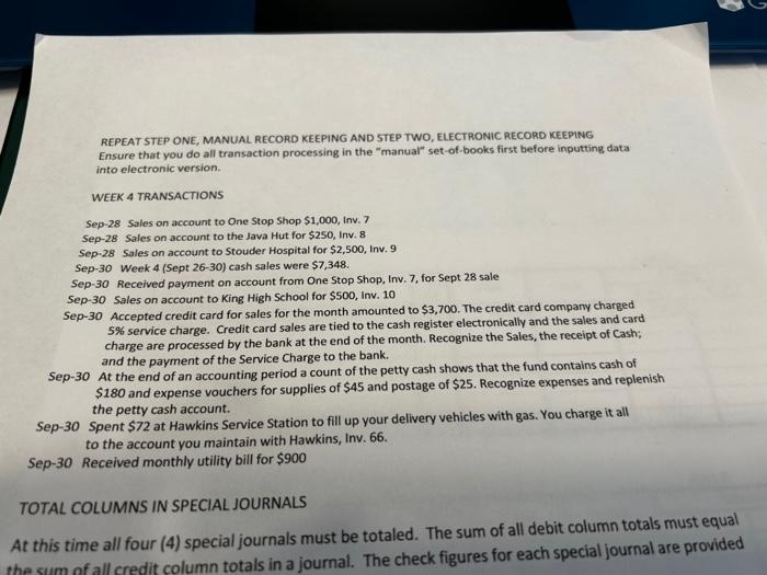 Solved REPEAT STEP ONE, MANUAL RECORD KEEPING AND STEP TWO, | Chegg.com