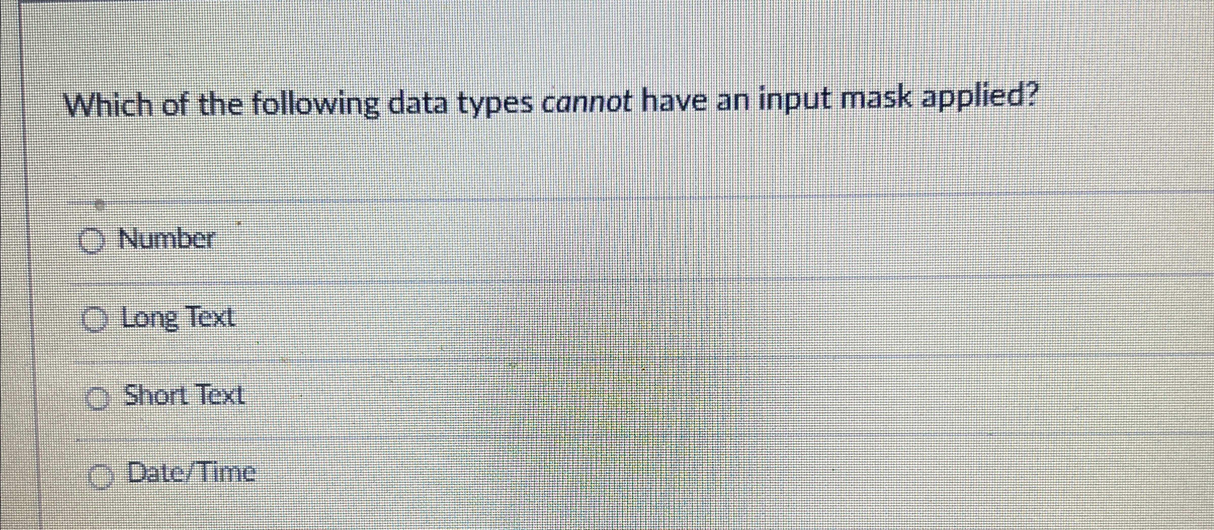 Solved Which of the following data types cannot have an | Chegg.com