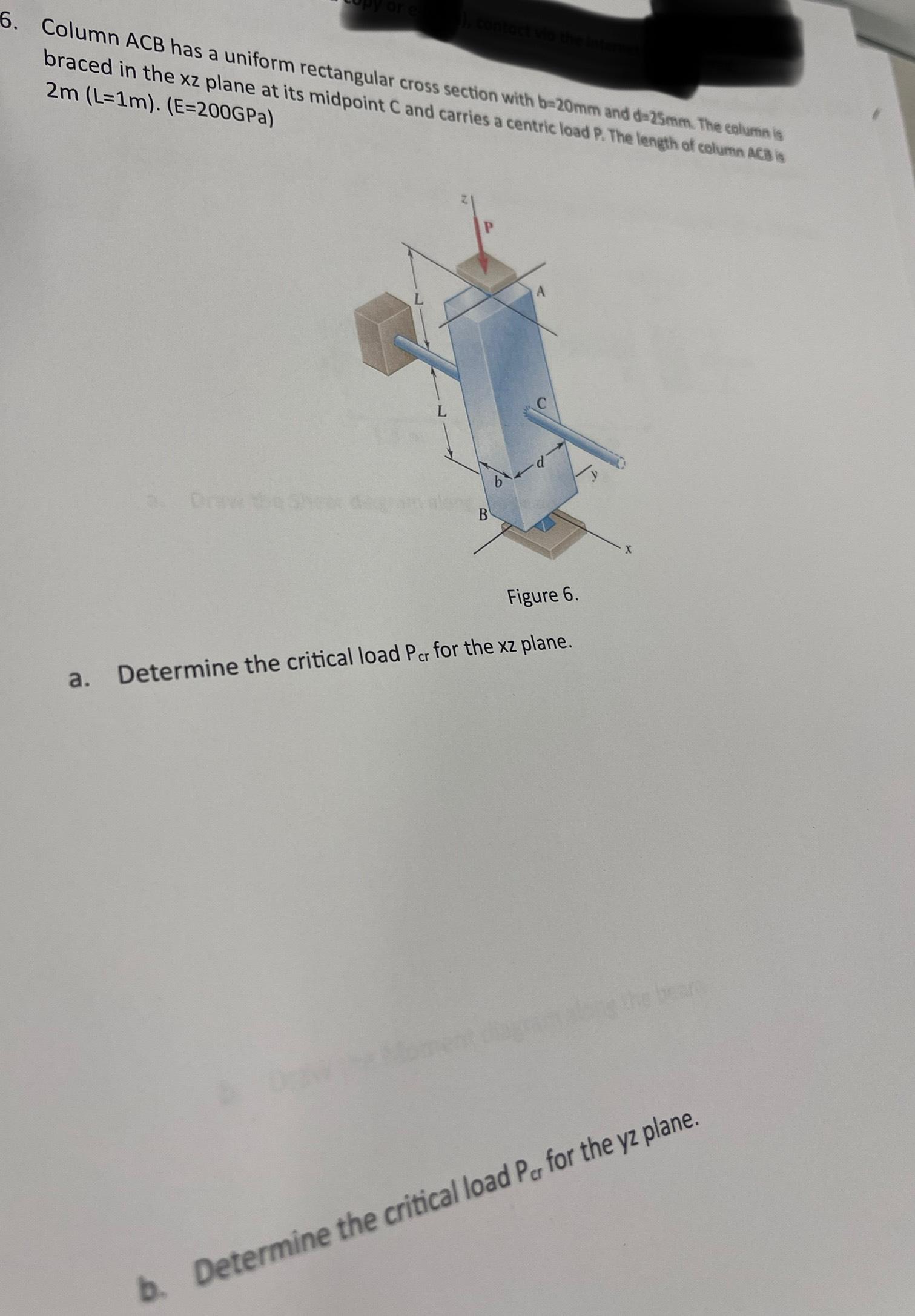 Solved Column ACB has a uniform rectangular cross section | Chegg.com