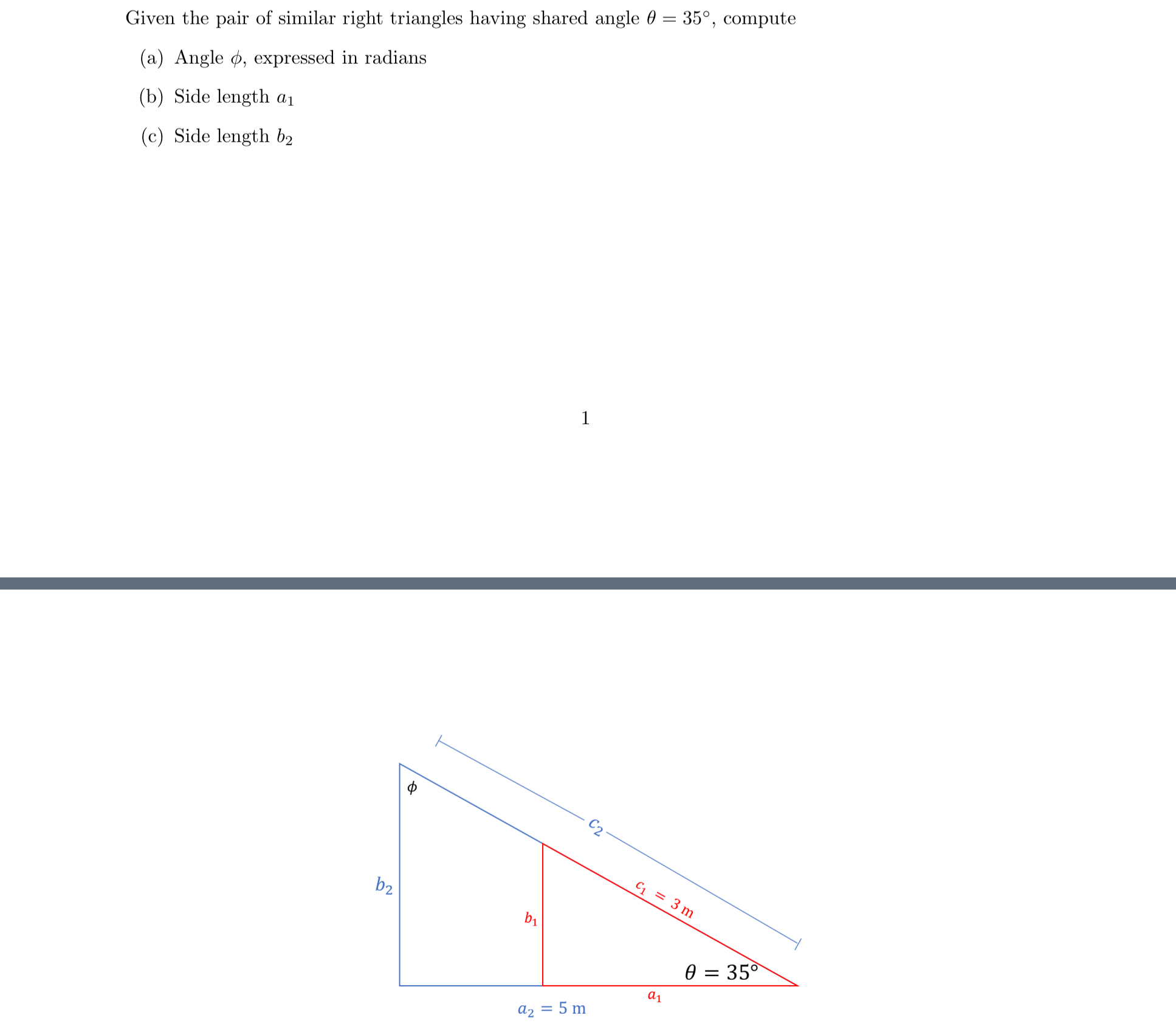 Solved Given the pair of similar right triangles having | Chegg.com