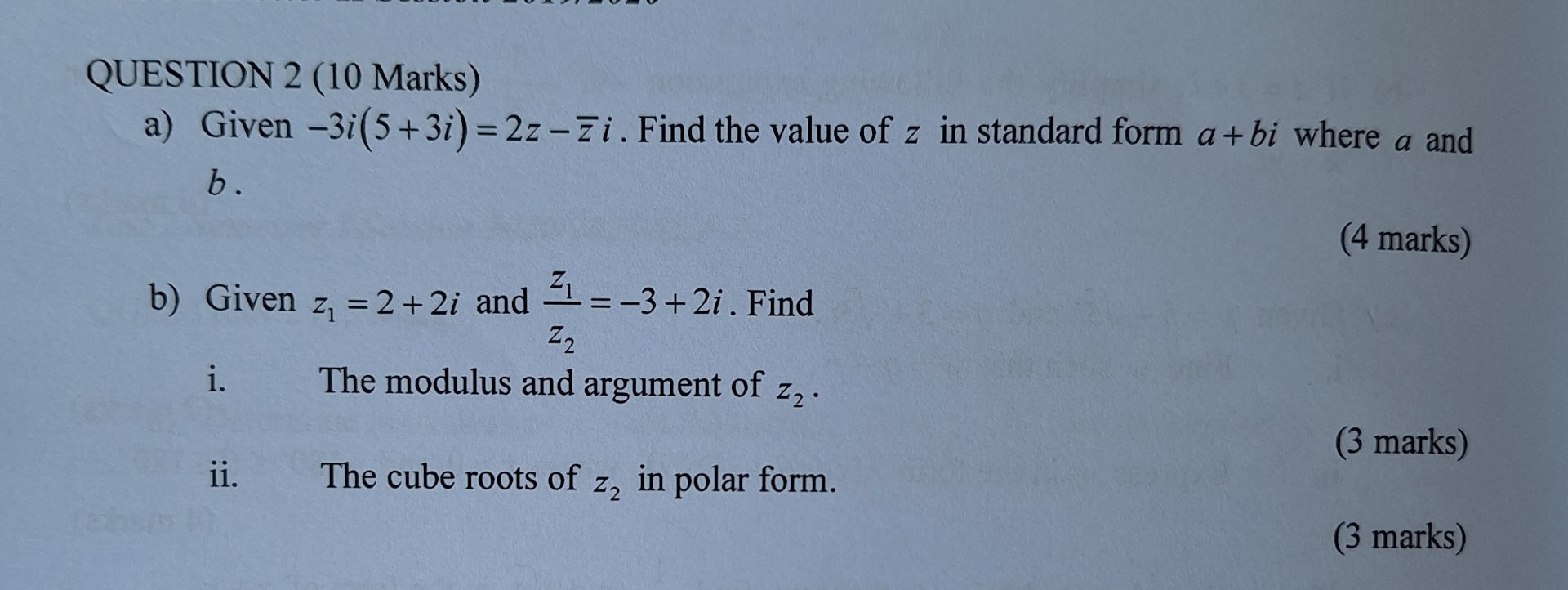 Solved QUESTION 2 (10 ﻿Marks)a) ﻿Given | Chegg.com