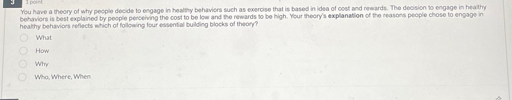 Solved 1 ﻿pointYou have a theory of why people decide to | Chegg.com