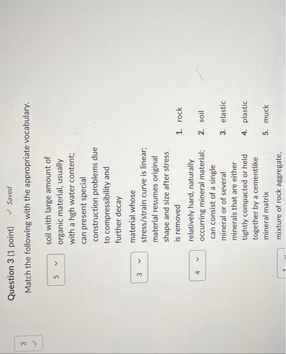 Solved Question 1 (1 point) Match the following with the | Chegg.com