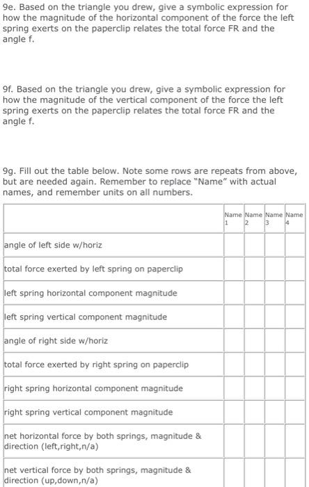 8. Measure the stretch of each spring and use its | Chegg.com
