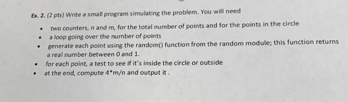 Solved Ex 2 2 Pts Write A Small Program Simulating The 