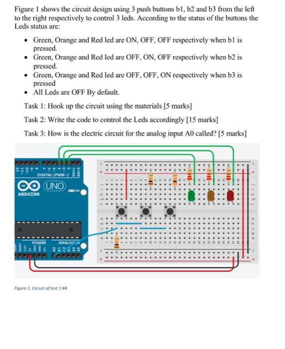 Solved Figure 1 shows the circuit design using 3 push | Chegg.com