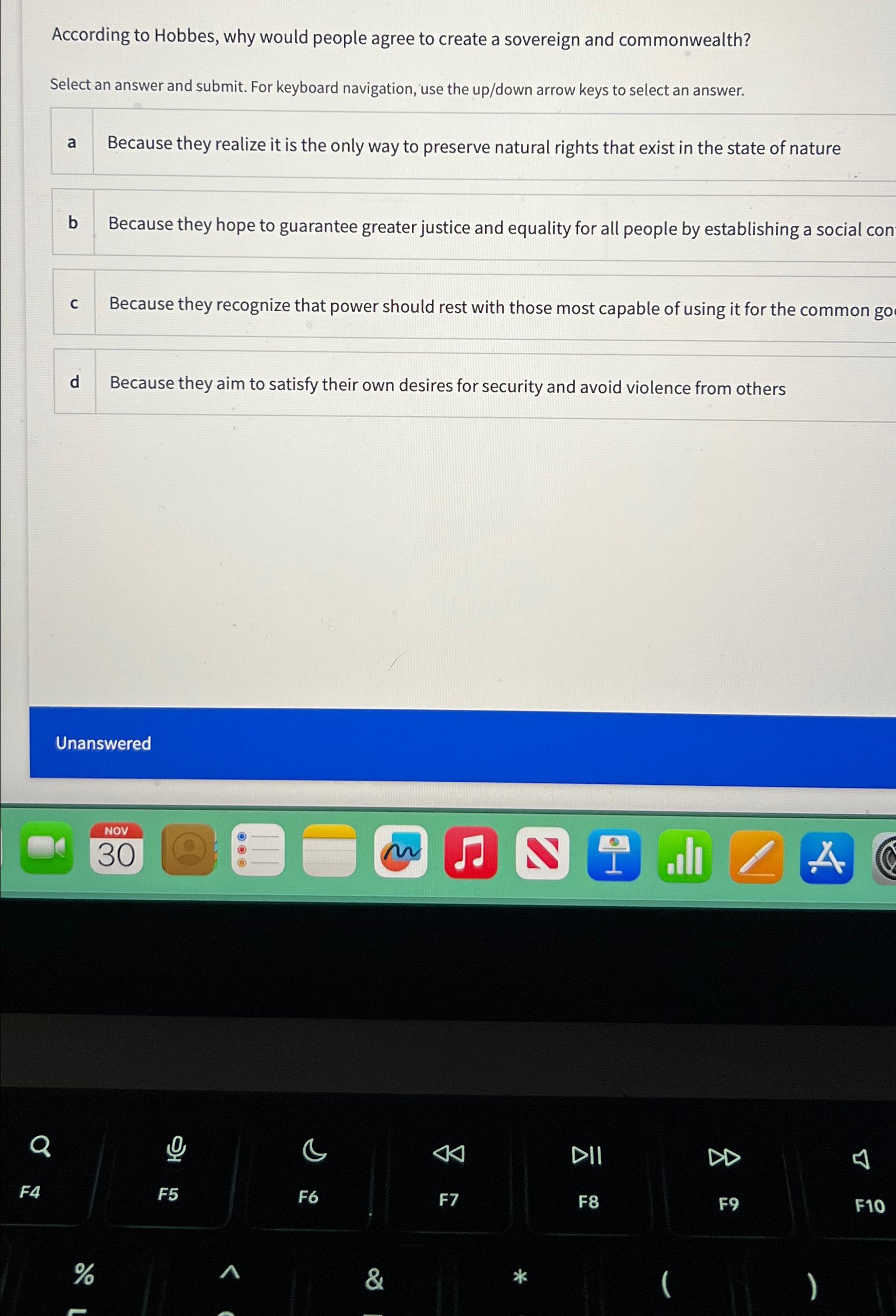 Solved According to Hobbes, why would people agree to create | Chegg.com