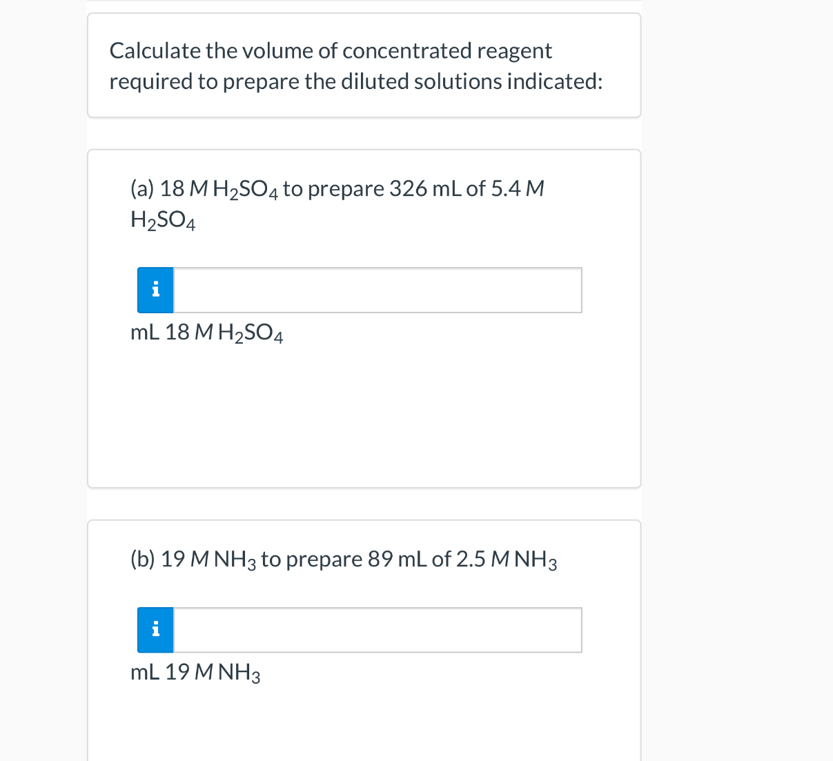 Solved Calculate the volume of concentrated reagent required | Chegg.com